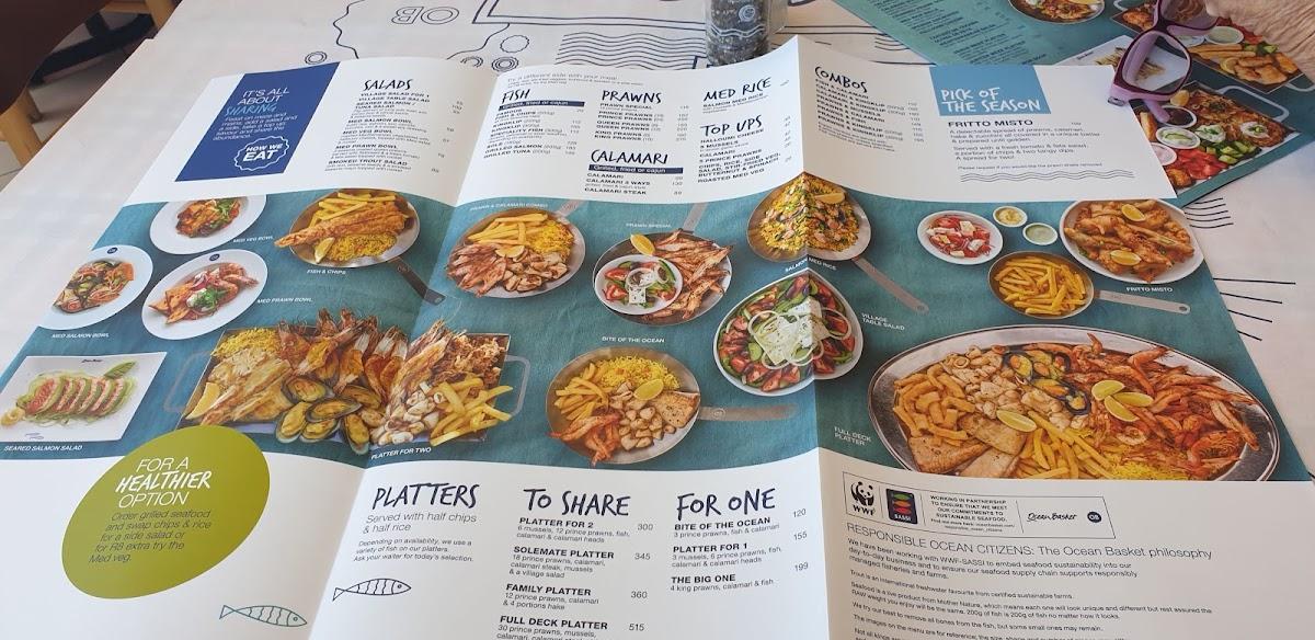 Menu at Ocean Basket Jeffreys Bay restaurant, Jeffreys Bay