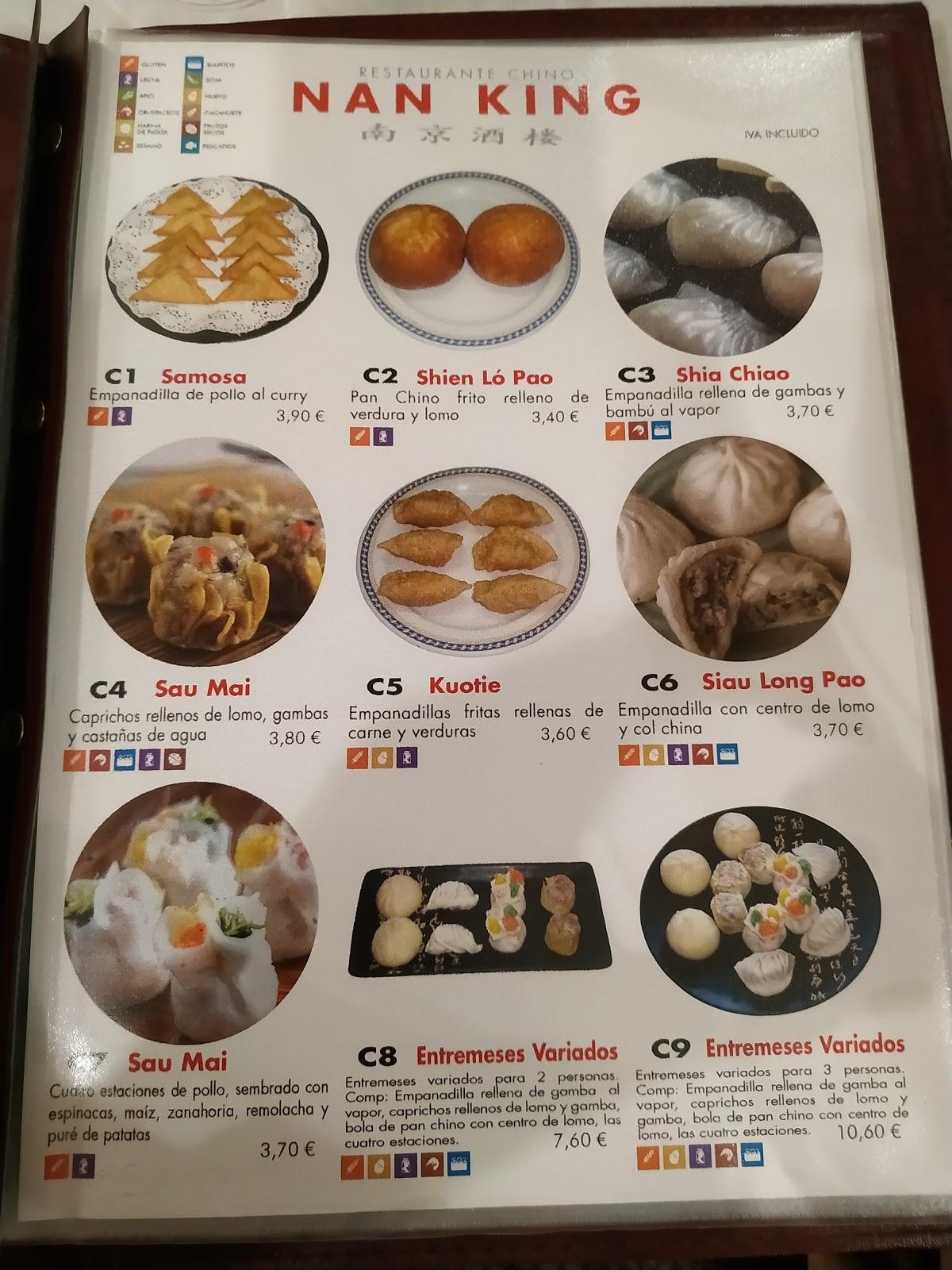Carta de Restaurante Nan King, Alicante, Calle Deportista Navarro Olcina