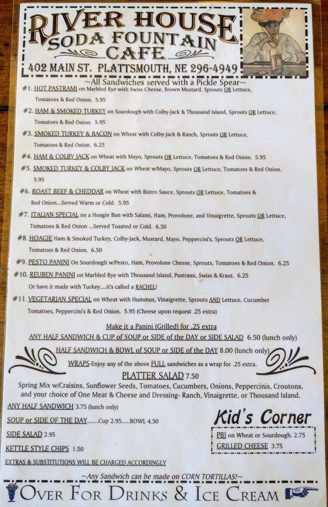 Menu at River House Soda Fountain & Cafe, Plattsmouth