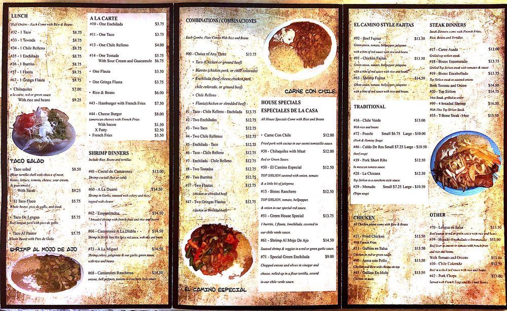 Menu at El Camino Restaurant, Brentwood