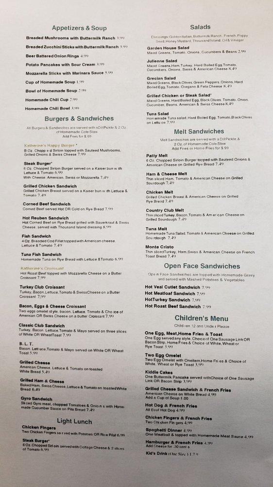 Menu at Katherine's Family Restaurant, Cleveland