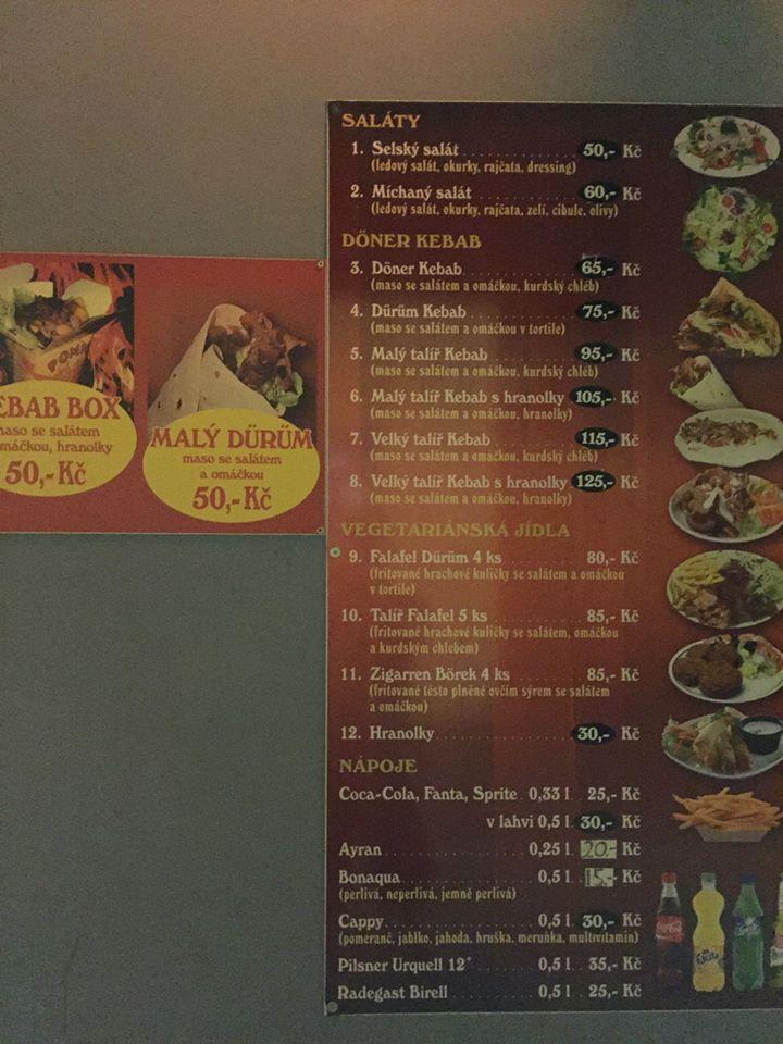 Menu at Kebab Rodi restaurant, Vysoke Myto