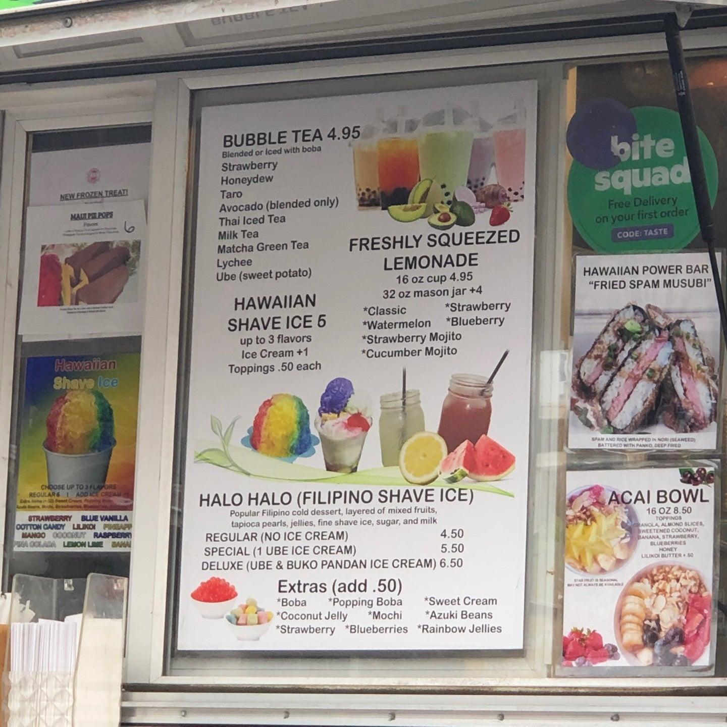 Menu at Vidad's Local Kine Grindz restaurant, Kihei