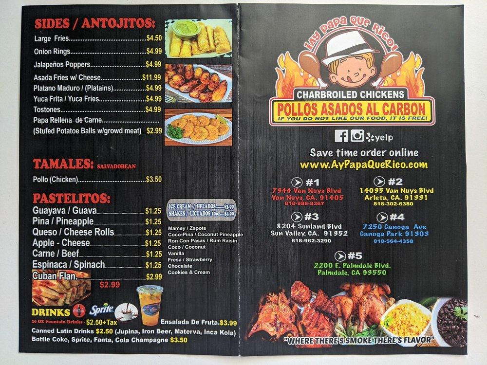 Menu at Ay Papa Que Rico BBQ, Los Angeles, Canoga Ave