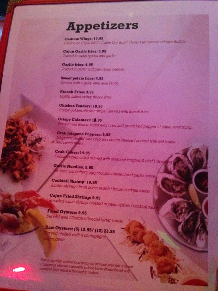 Menu at Chasons Crab Stadium pub & bar, Elk Grove