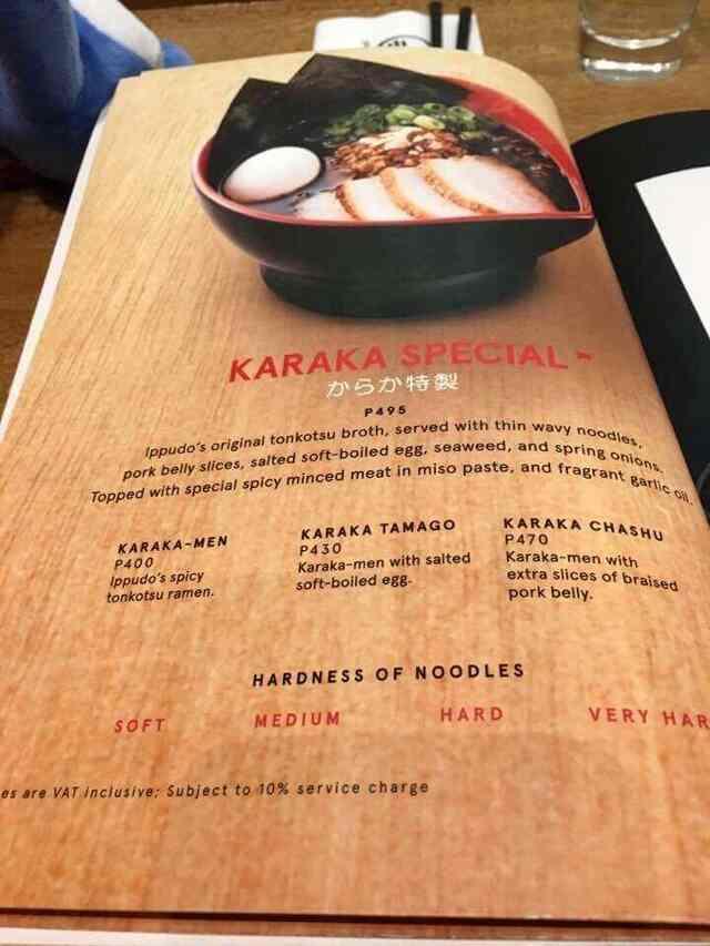 Menu at Ippudo restaurant, Pasay, 2/F