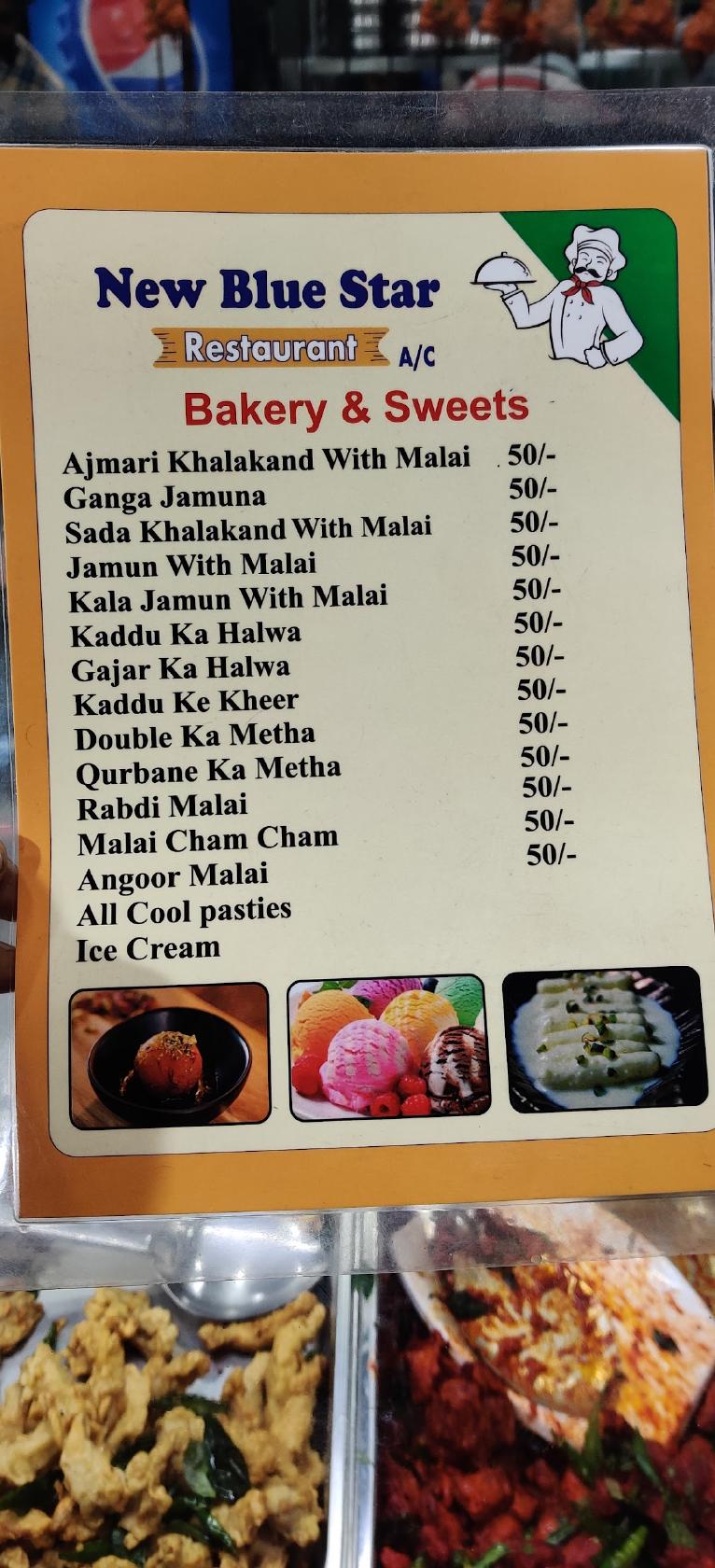 Menu at Blue Star Restaurant, Hyderabad