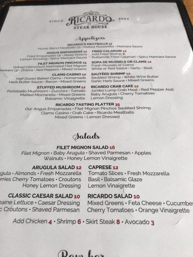 Menu at Ricardo Steakhouse, New York City, 2nd Ave