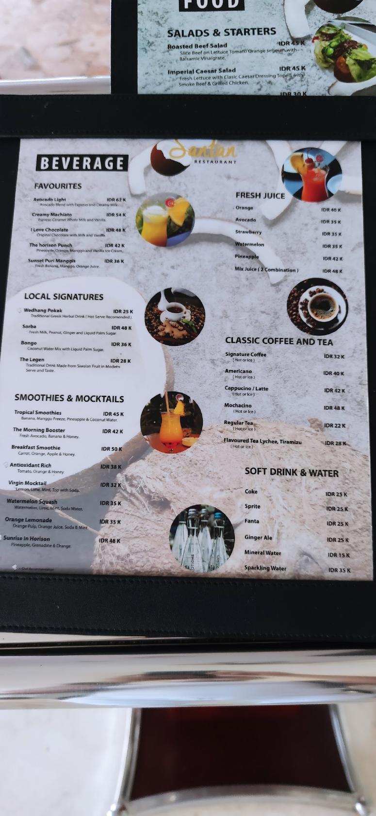 Menu at Santan Restaurant, Gresik