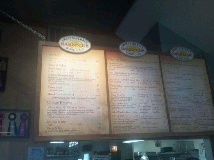 Menu at Sweet Baby Ray's Barbecue, Wood Dale, 249 E Irving Park Rd