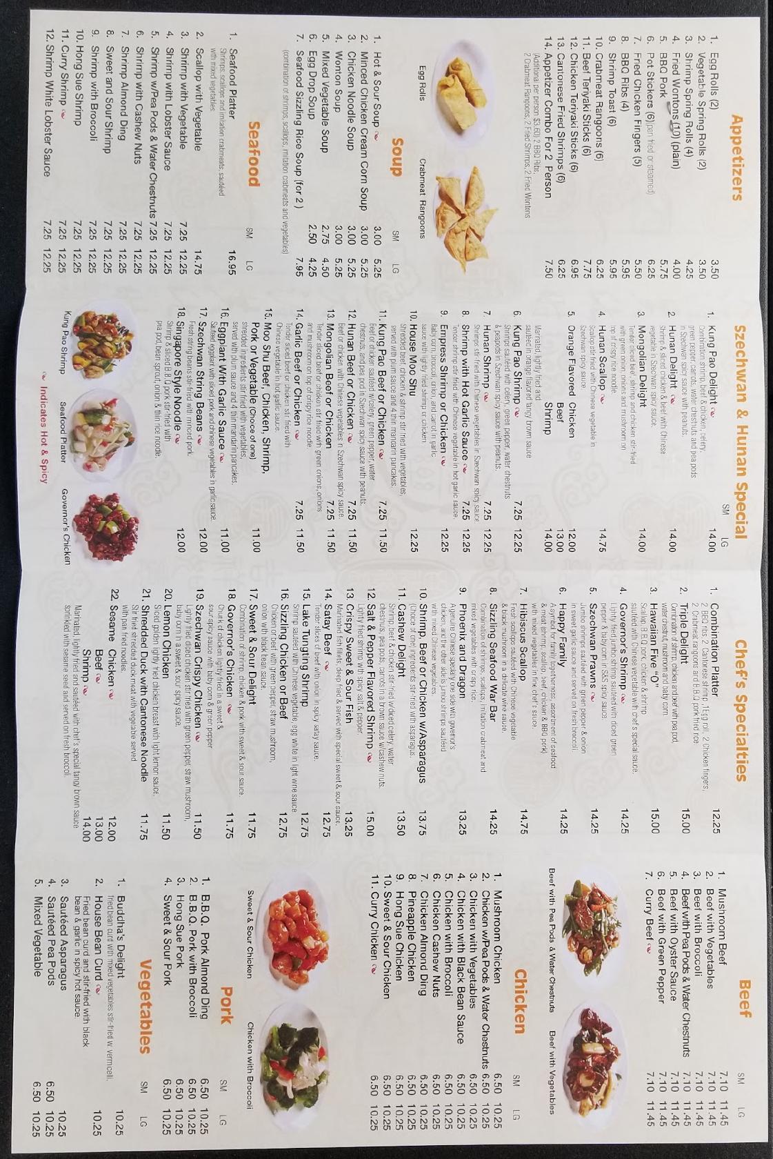 Menu at Szechwan Palace Richmond restaurant, Richmond, Kenosha St A