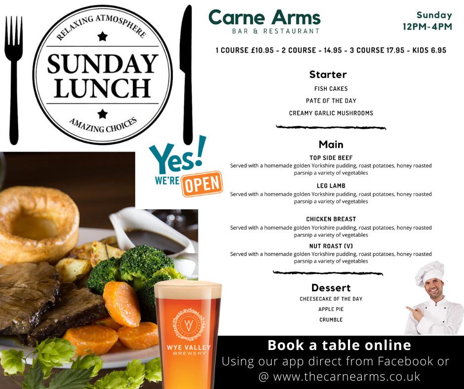 Menu at The Carne Arms pub & bar, Cowbridge, Llysworney