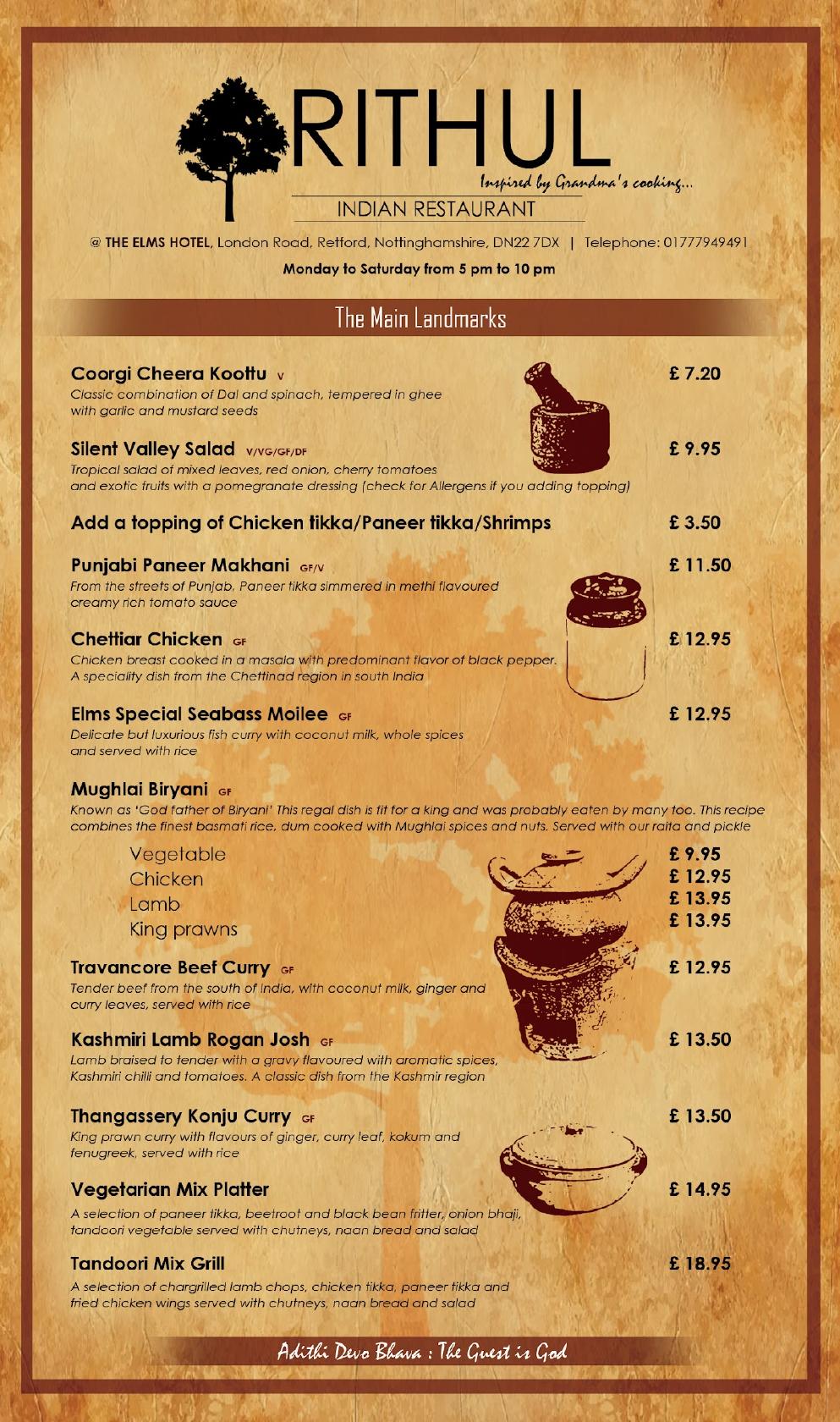 Menu at The Elms Hotel pub & bar, Retford