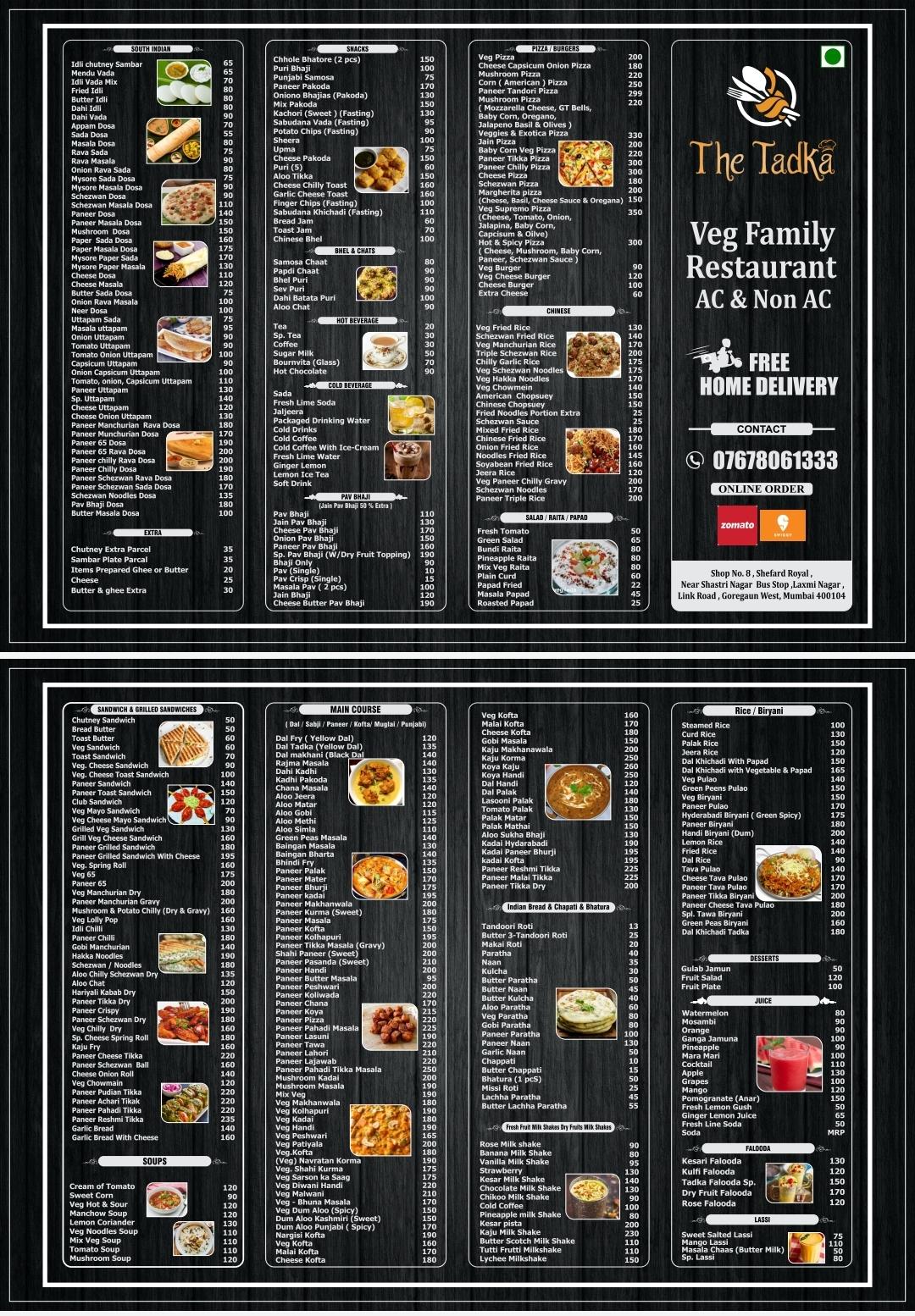 Menu at The Tadka, Mumbai