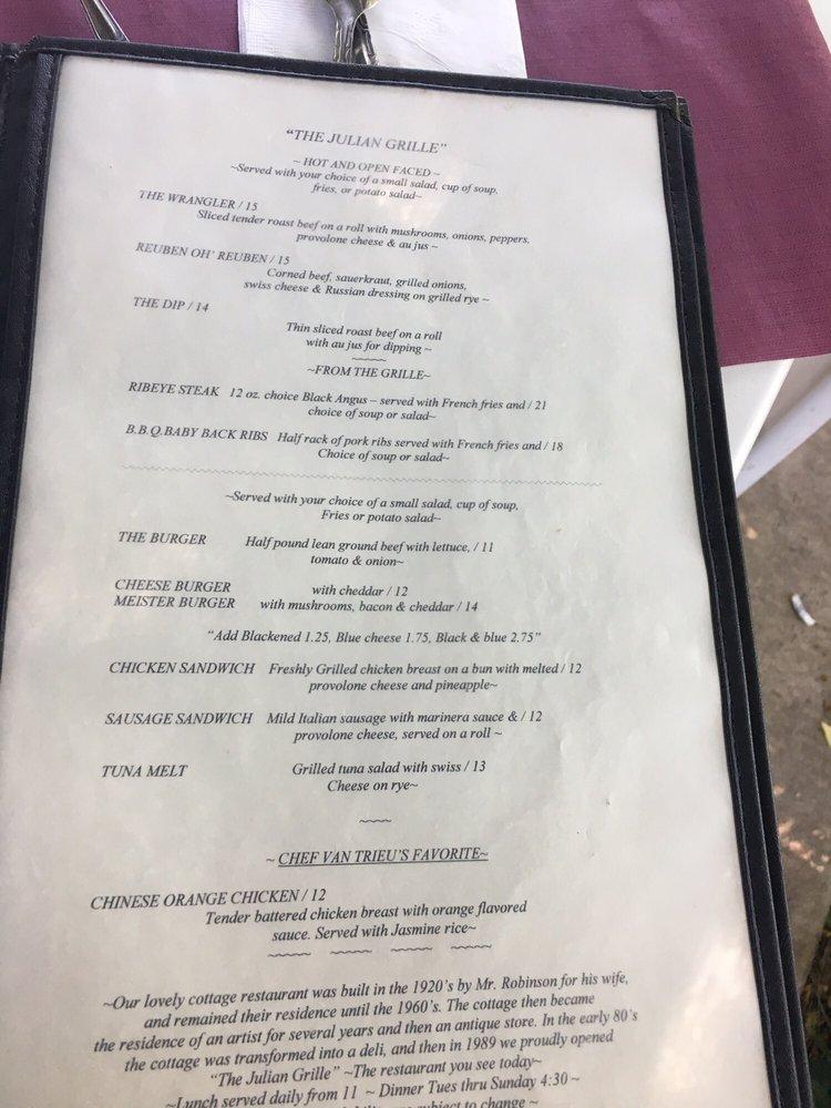 Menu at Julian Grille pub & bar, Julian