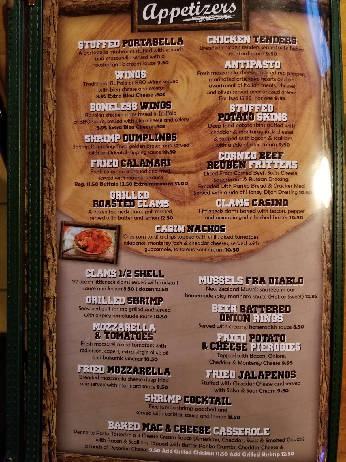 Menu at The Cabin Restaurant, Freehold Township