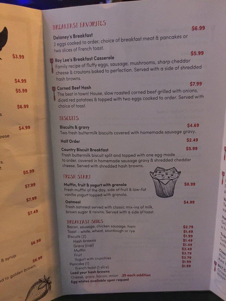 Menu at Delaney's Diner restaurant, Westerville