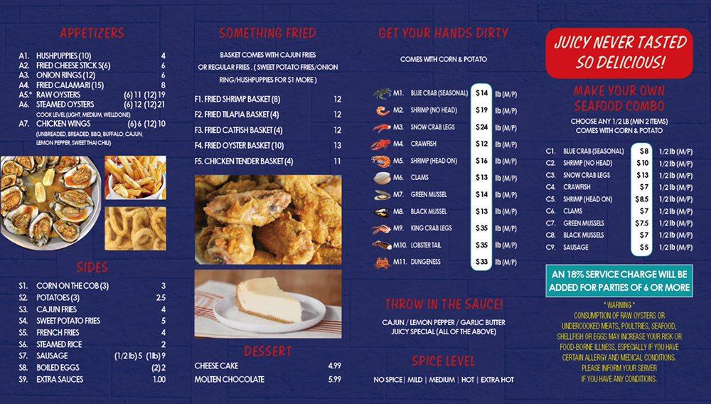 Menu at J.C. Seafood House pub & bar, Mary Esther