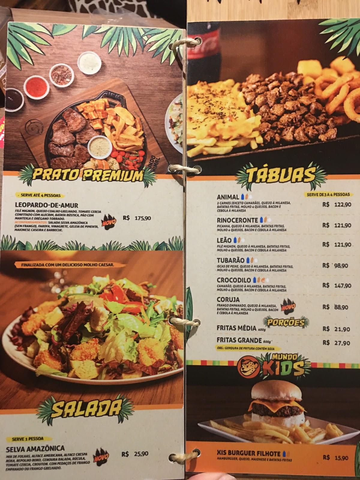 Carta del pub y bar Mundo Animal, Curitiba