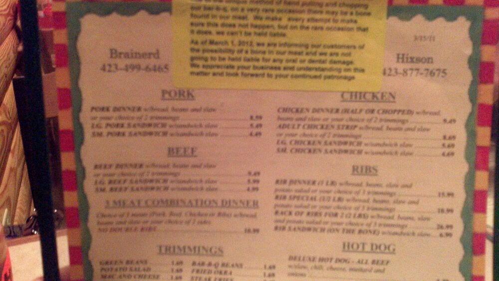 Menu at Rib and Loin - Hixson BBQ, Chattanooga, TN-153