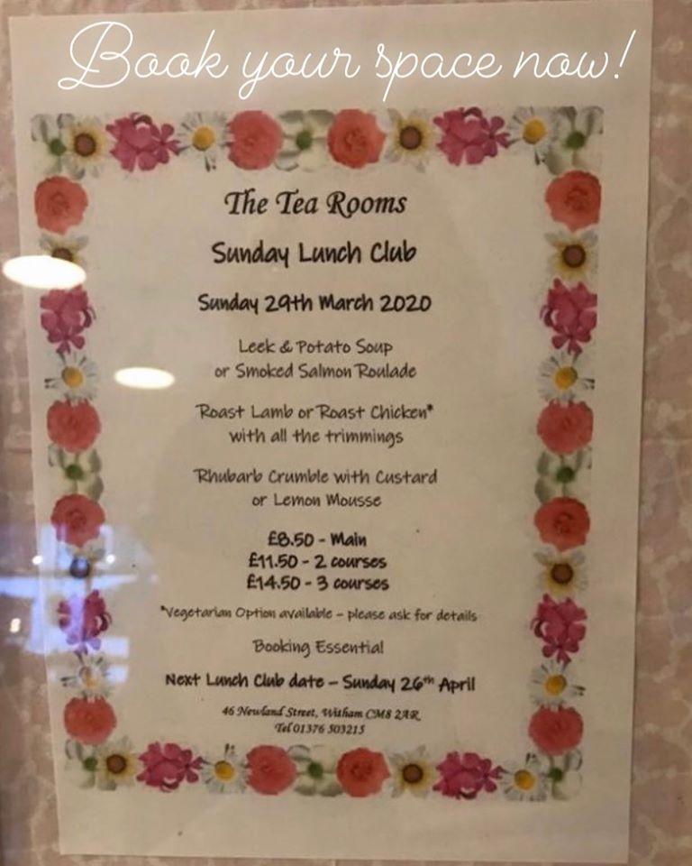 Menu at The Tea Rooms restaurant, Witham