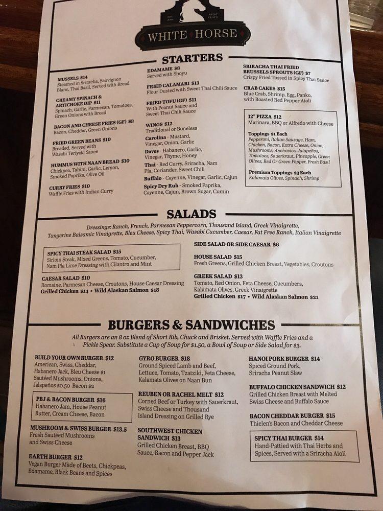 Menu at The White Horse Restaurant & Bar, St. Cloud, 809 W St Germain St