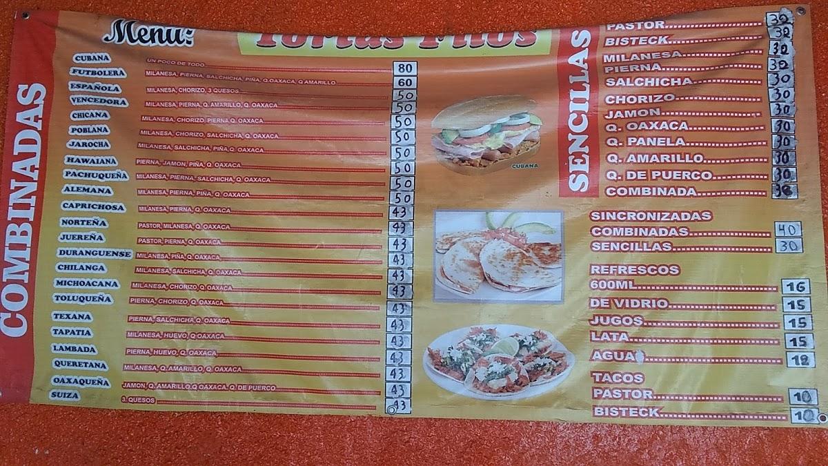 Menu at Tortas Filos restaurant, Santiago de Querétaro, Carr. Al Campo ...