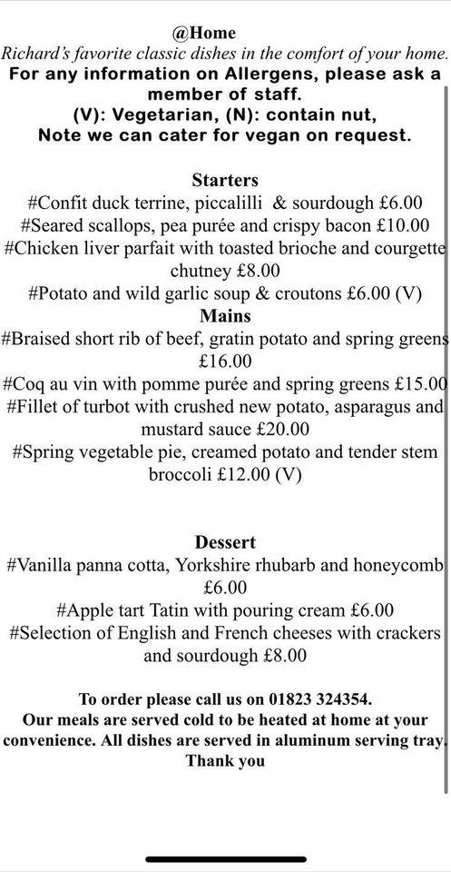 Menu at Augustus Restaurant, Taunton