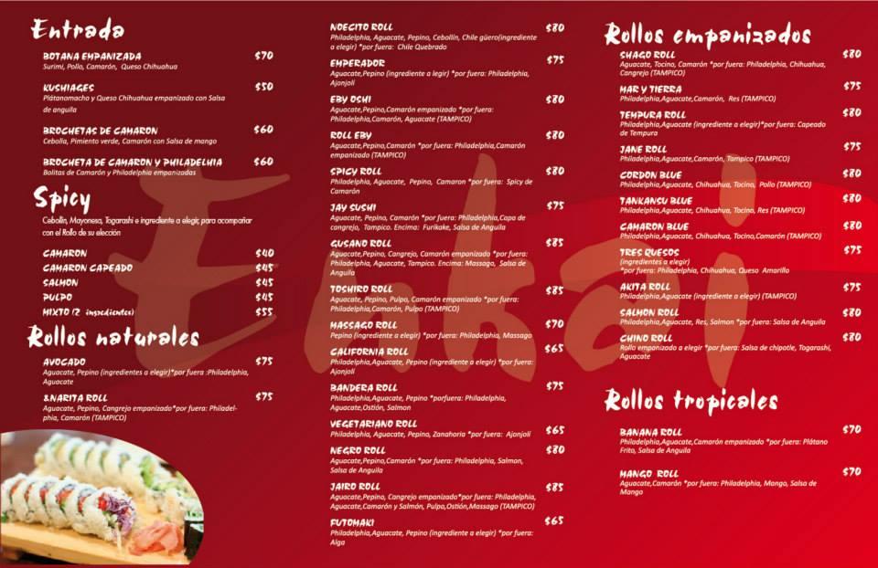 Menu at Enkai restaurant, Zapopan