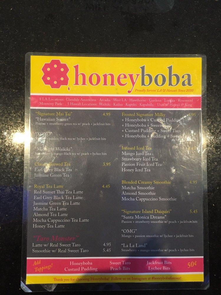 Menu at Honey Boba pub & bar, Rosemead, Walnut Grove Ave Ste 500