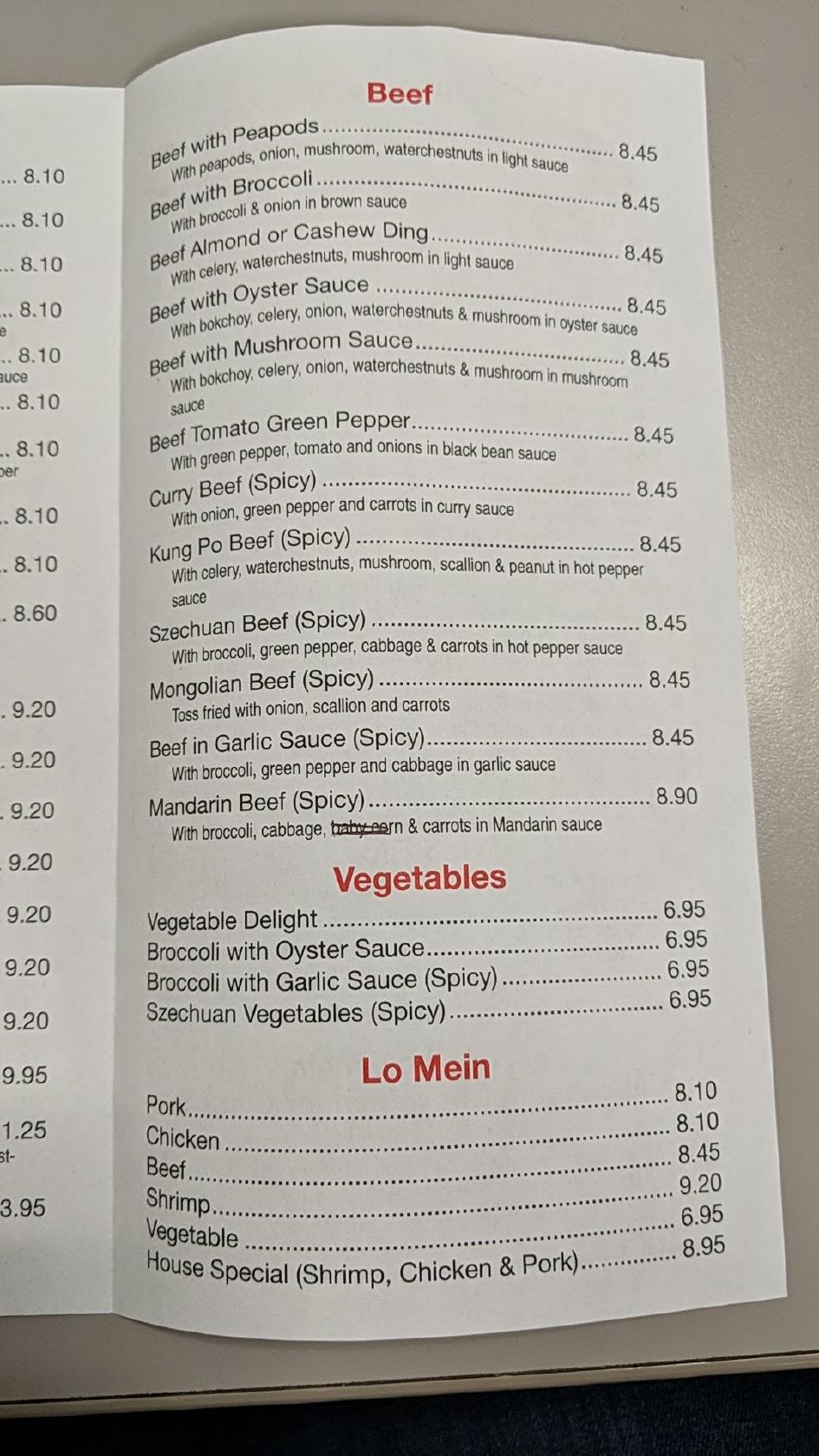 Menu at Lucky Inn Chinese Cuisine restaurant, Eden Prairie
