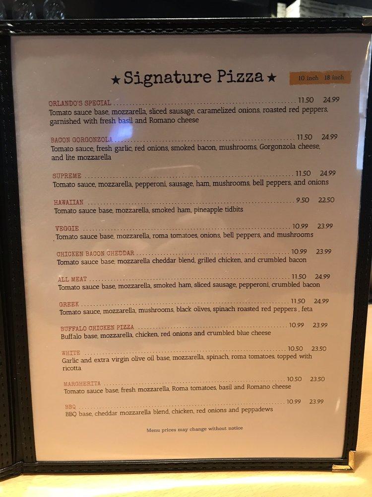 Menu at Orlando's Pizza Mt Pleasant pizzeria, Mount Pleasant