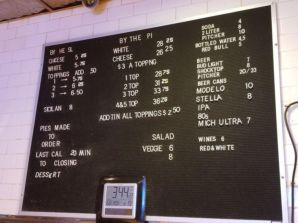 Menu at Secret Pizza pizzeria, Las Vegas