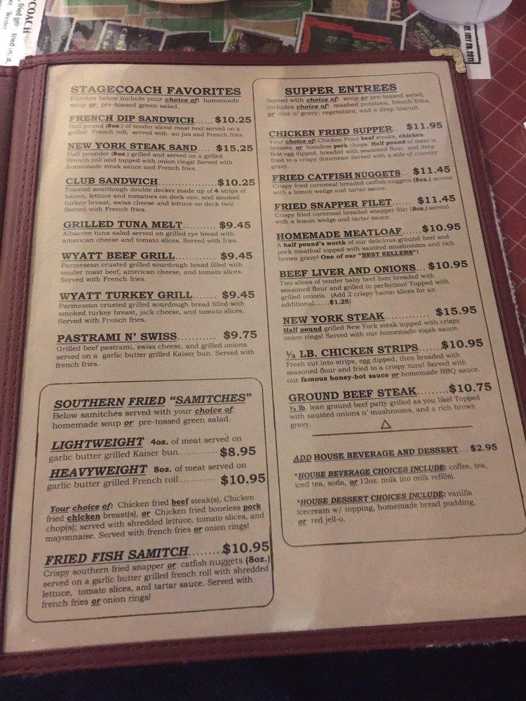 Menu at Stagecoach Restaurant, Sacramento, Florin Rd