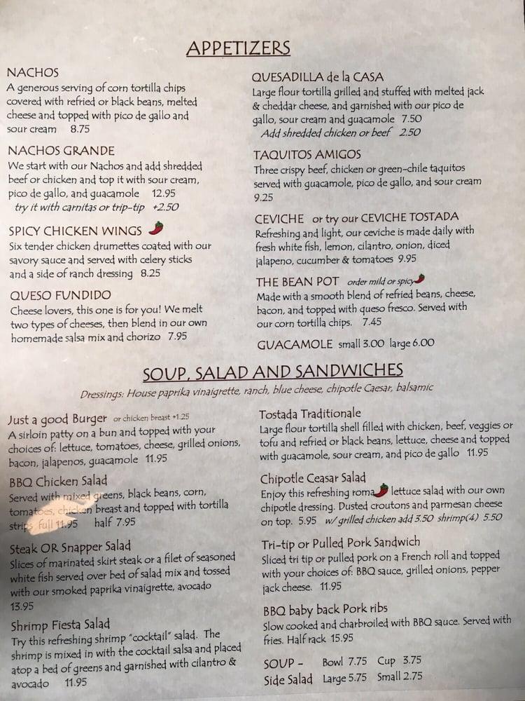 Menu at Agave Maria's restaurant, Camarillo