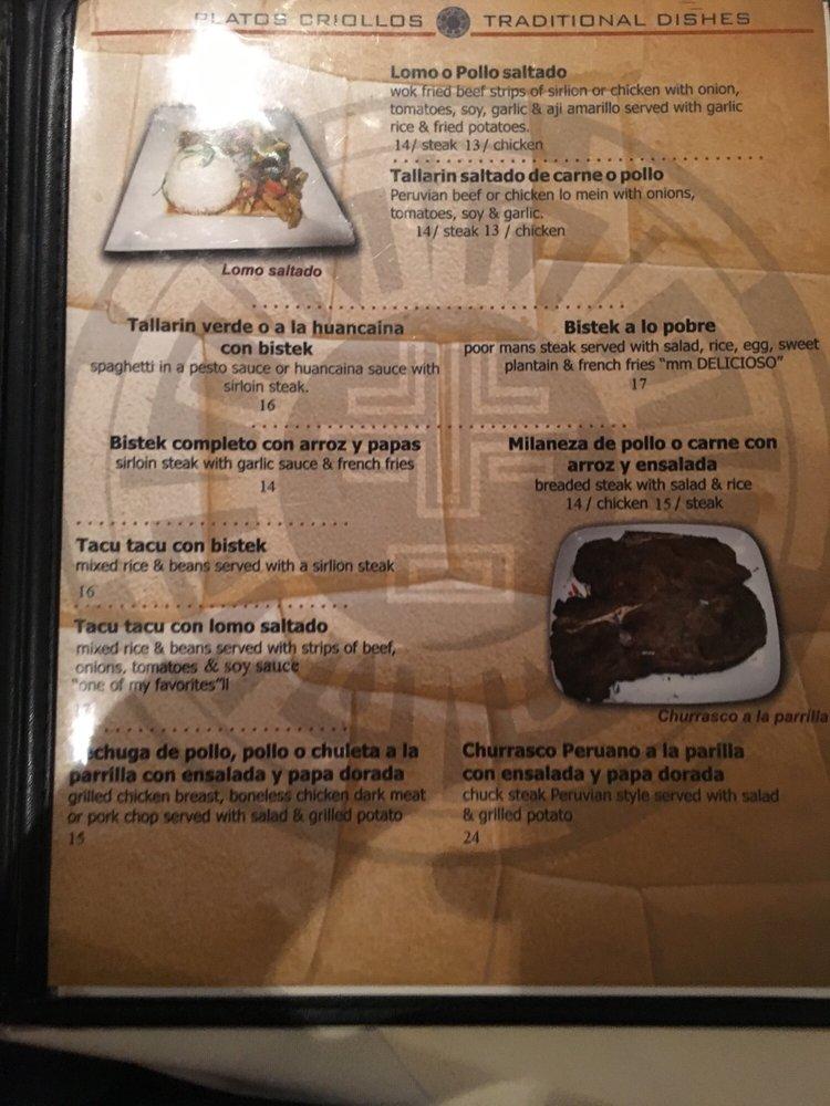 Menu at Aji Limon Peruvian Restaurant, Clifton