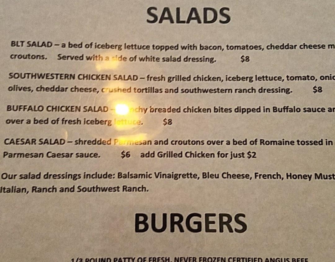 Menu at Bank Shot Sports Bar, Hartford