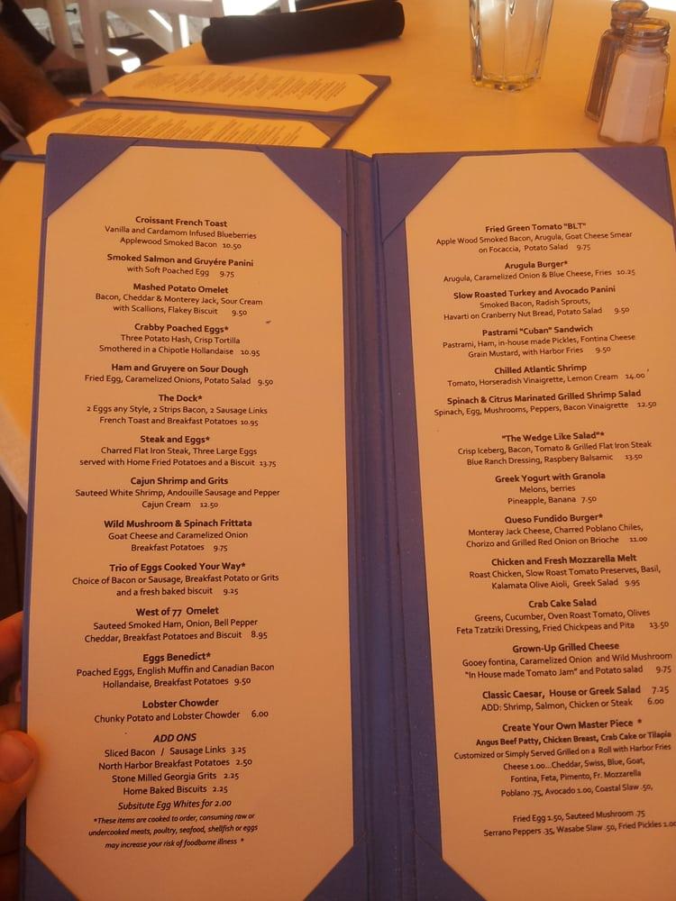 Menu at North Harbor Club, Davidson