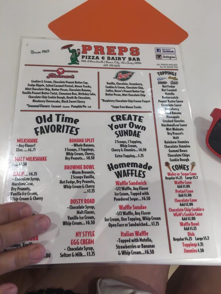 Menu at Preps Pizza pizzeria, Ocean City