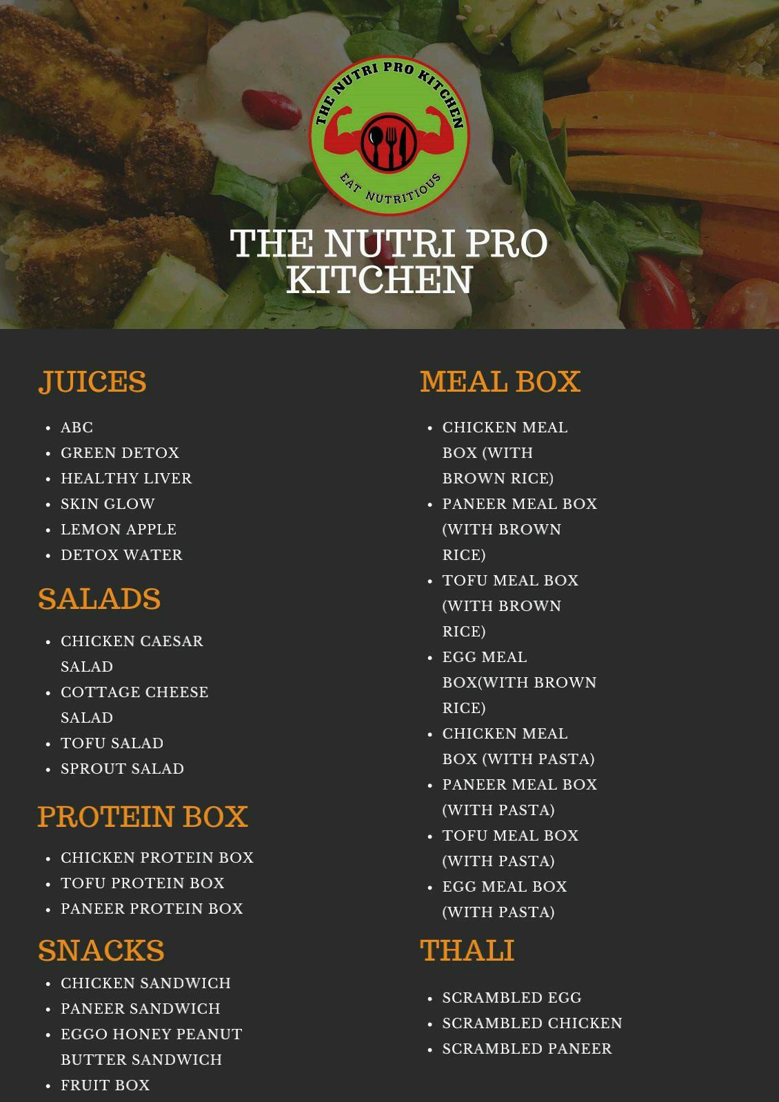 Menu at The Nutri Pro Kitchen, Pune