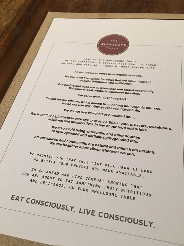 Menu at The Wholesome Table BGC restaurant, Taguig, Central Square