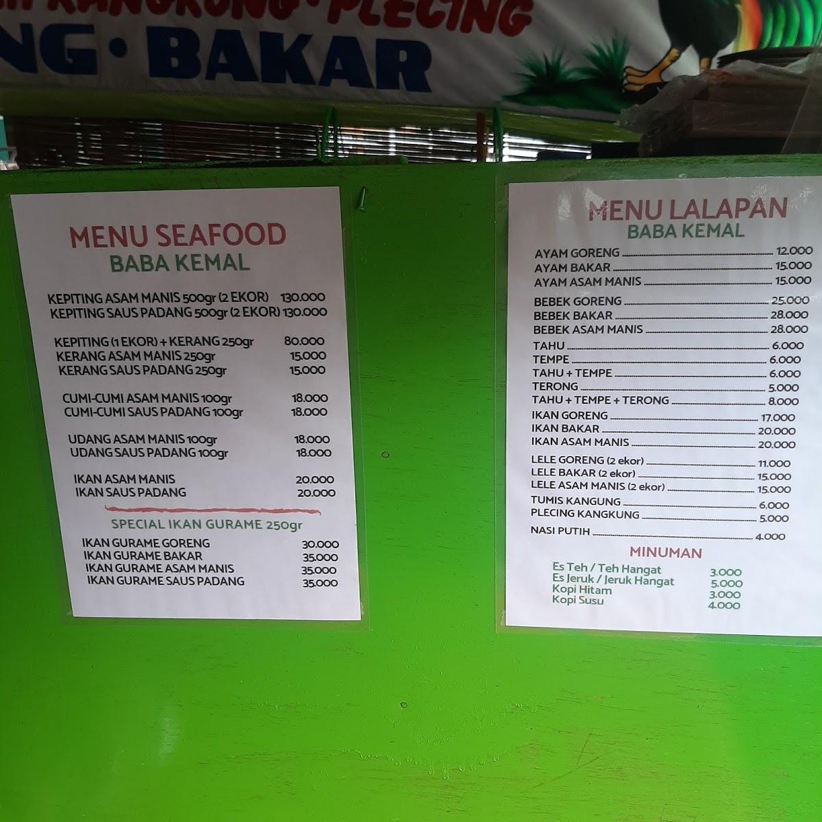 Menu at WR Muslim Lalapan BABA KEMAL Ikan Bakar & Ayam Bakar restaurant ...