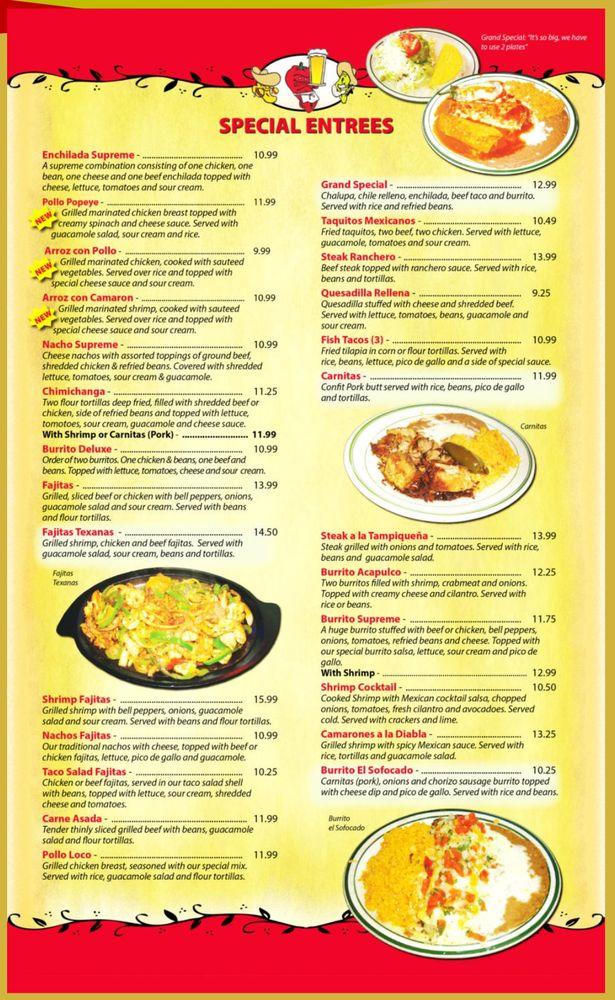 Menu at Habaneros III Mexican Restaurant, Clinton