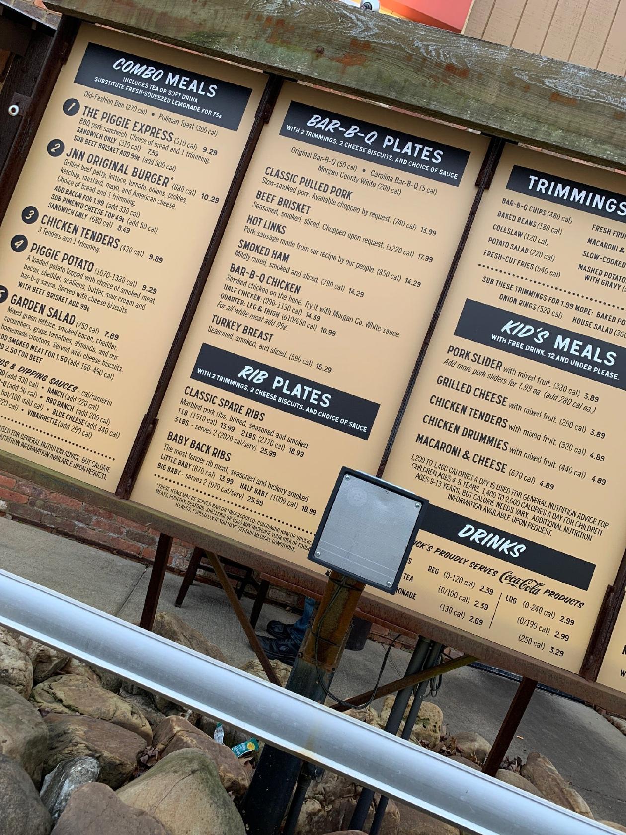Menu at Jim 'N Nick's Bar-B-Q, Memphis