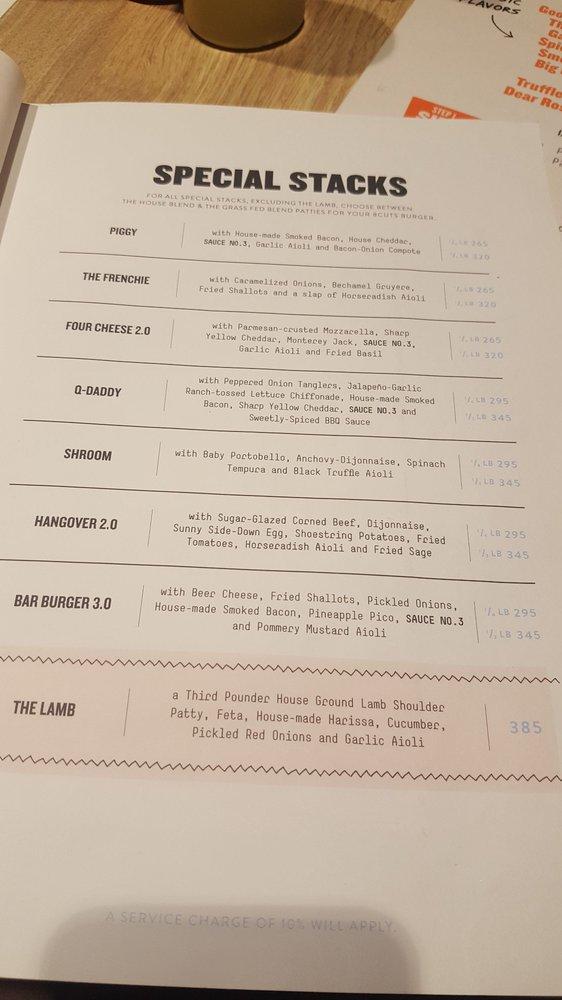 Menu at 8 Cuts Burger Blends restaurant, Pasay, Sm Mall Of Asia