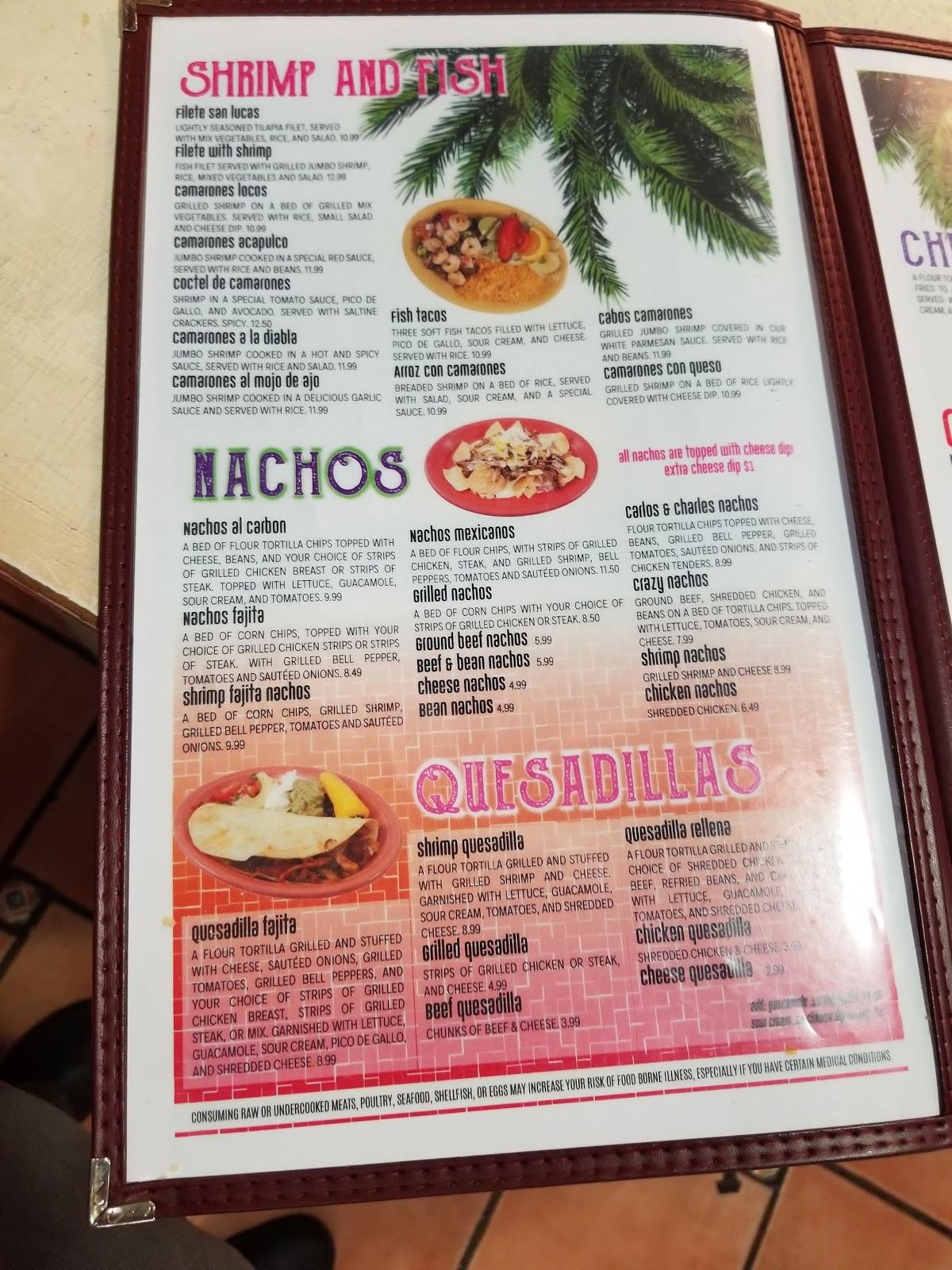 Menu at Cabo San Lucas restaurant, Jasper, Hwy 78 E #128