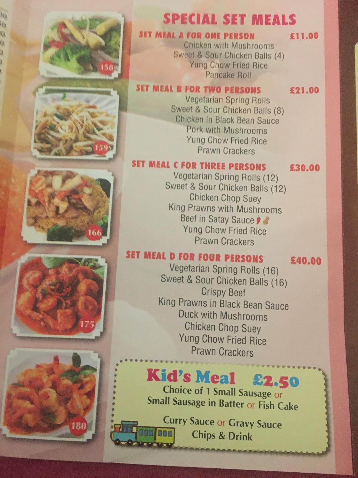 Menu at Han Sing restaurant, Cardiff