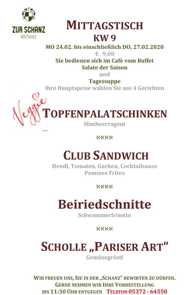 Speisekarte von Hotel zur Schanz restaurant, Ebbs