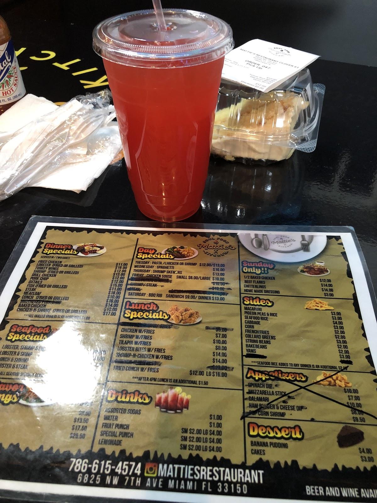 Menu at Mattie's @ Jumbos restaurant, Miami
