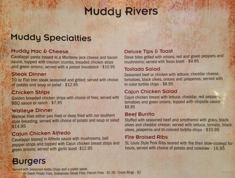 Menu at Muddy Rivers Bar & Grill, Grand Forks